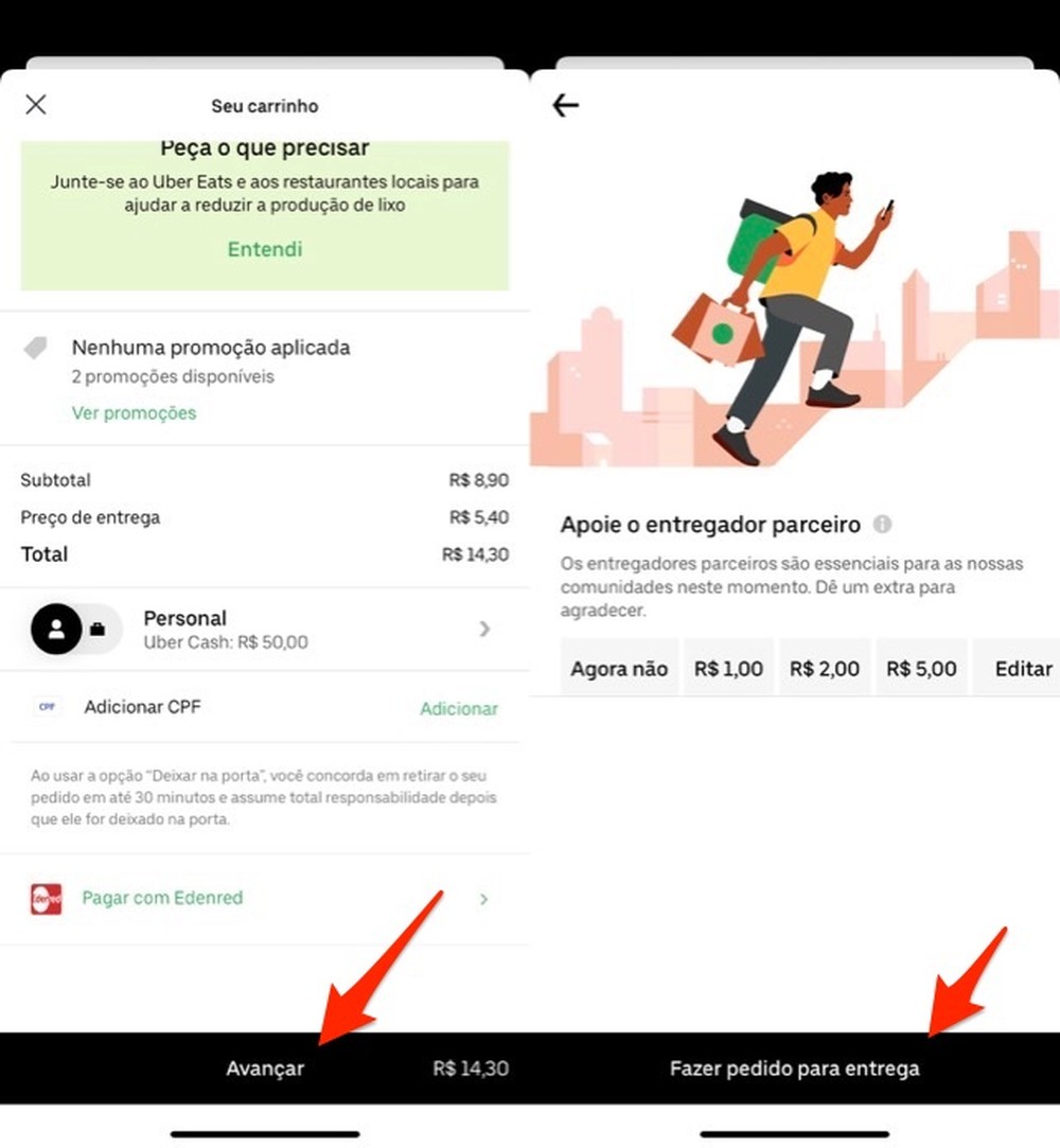 Como usar Uber Cash no Uber Eats
