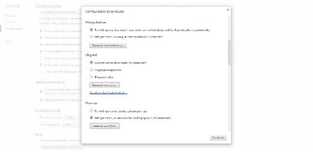 Como ajustar configurações de imagem, JavaScript e segurança no Chrome