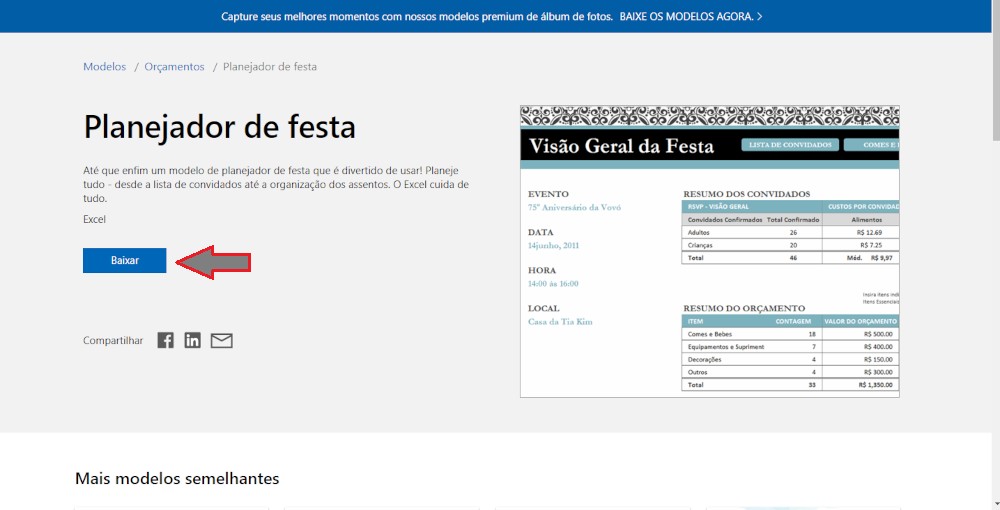 Como baixar e usar planilha de festa de quinze anos simples no Excel