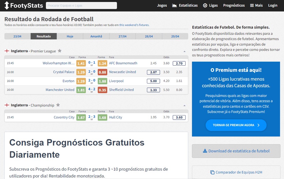 Transfermarkt e mais sites de estatísticas de futebol: lista completa