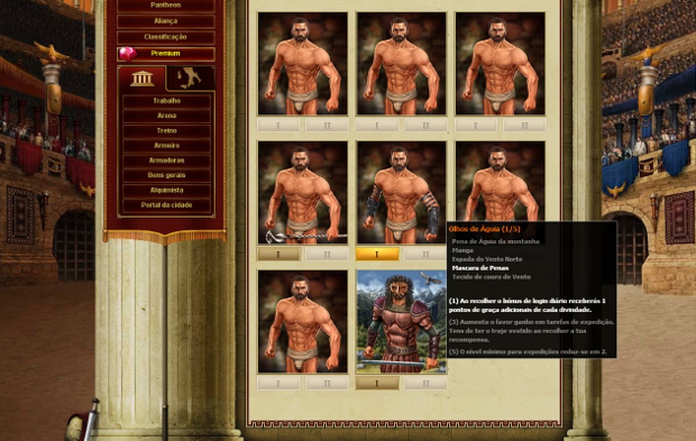 Como conseguir trajes em Gladiatus