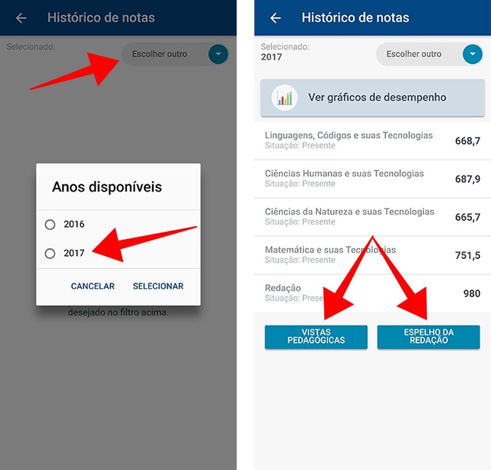 Como usar o app Enem 2018 para acessar histórico de notas