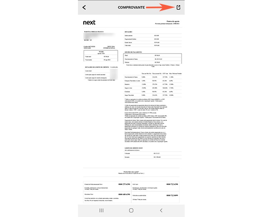 Como gerar boleto no Next e pagar a fatura do cartão de crédito