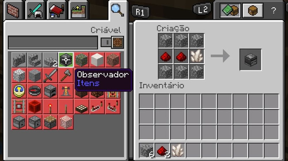 Como fazer o Observador no Minecraft
