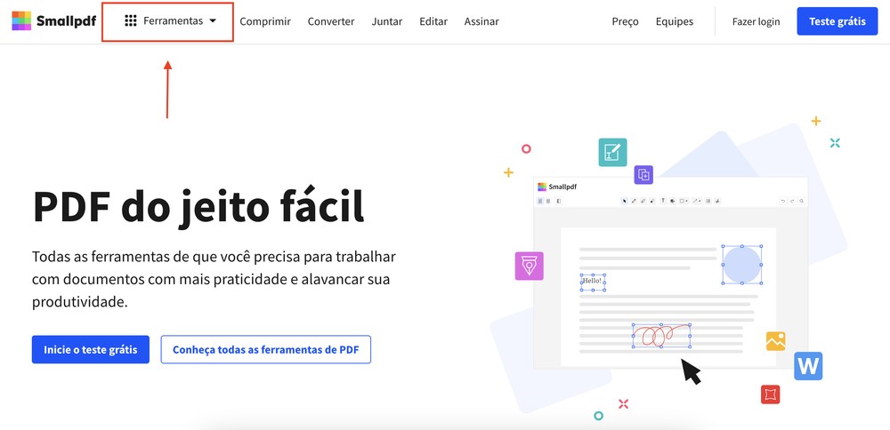 Como juntar PDF online e grátis pelo site Smallpdf