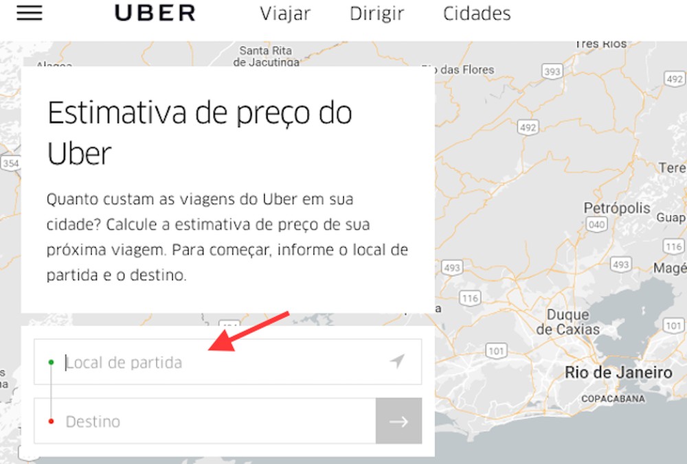 Como descobrir a estimativa de preço do Uber sem usar o celular