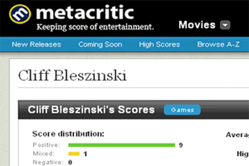 Metacritic passará a dar notas para desenvolvedores