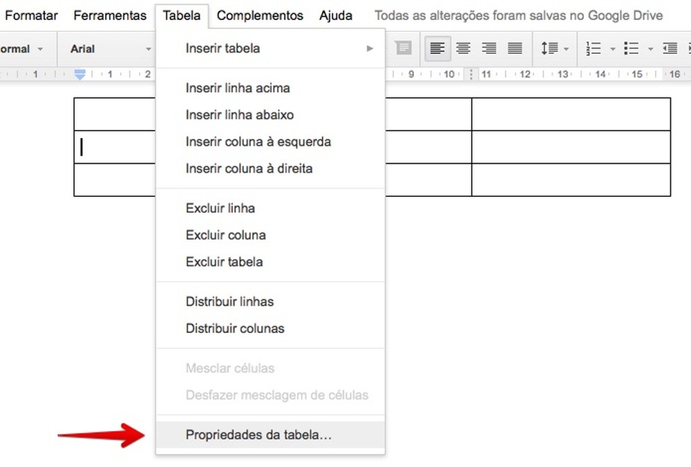Como usar tabelas no Google Docs