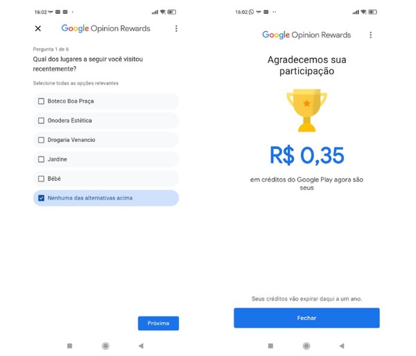 Como usar o Google Opinion Rewards para ganhar recompensas