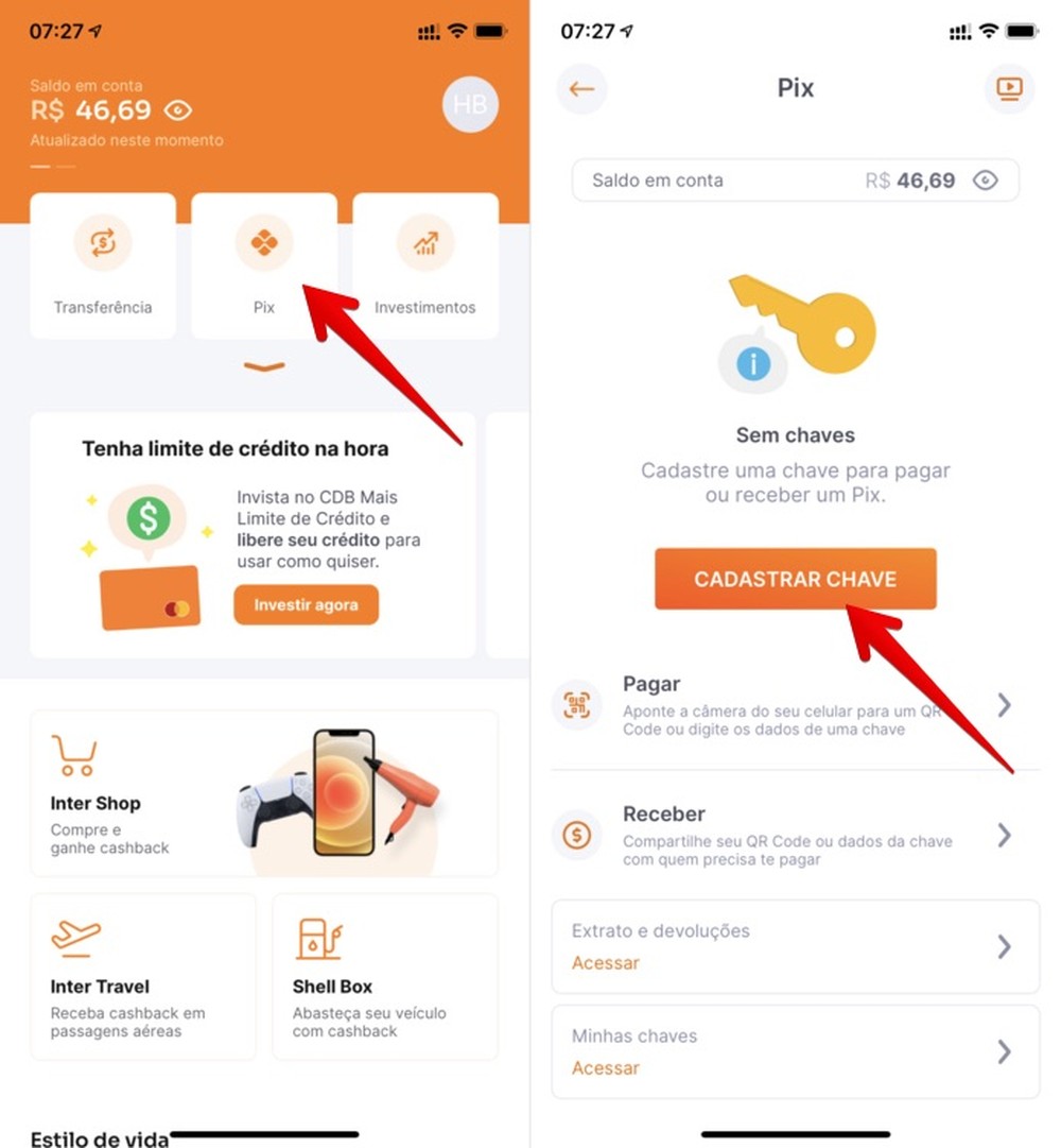 Pix no Banco Inter: como cadastrar chave e transferir dinheiro