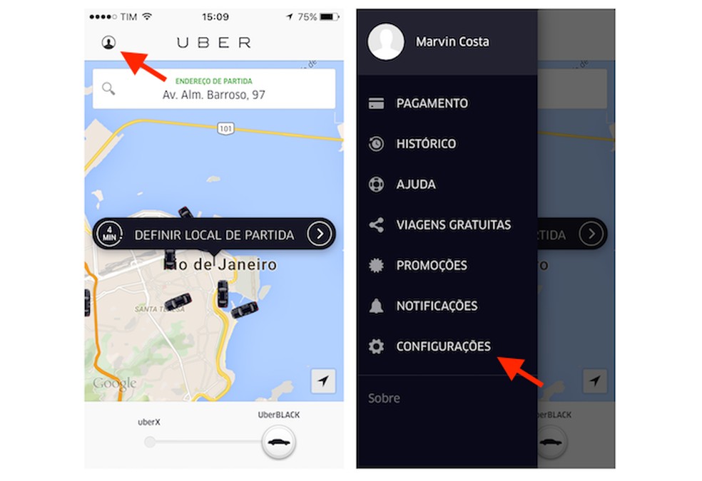 Como configurar um endereço de casa e trabalho no Uber?