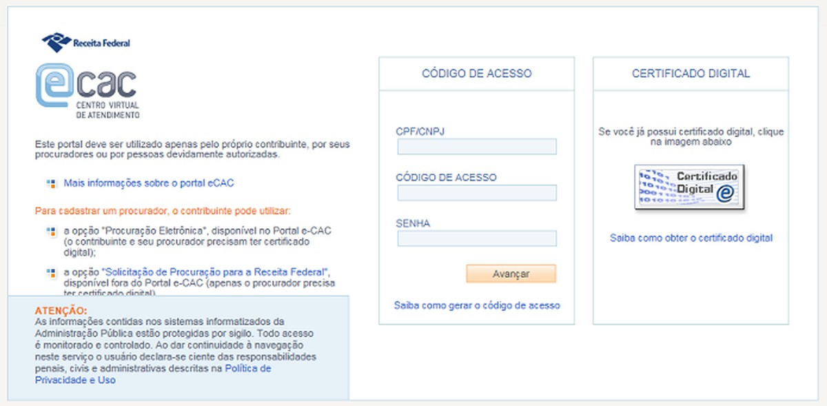 Site da Receita Federal com problemas hoje? Portal eCAC enfrenta ...