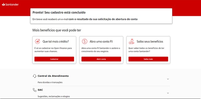Como abrir uma conta no Santander pela Internet