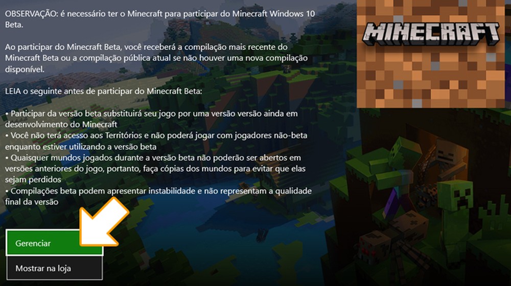 Como sair da versão beta do Minecraft