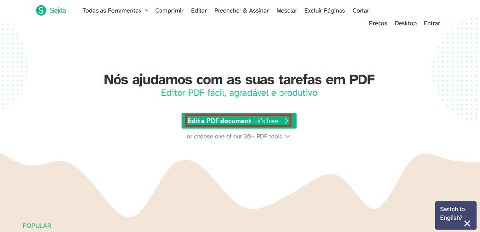 Como editar PDF grátis com Sejda