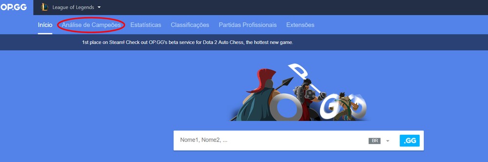 Veja estatísticas de campeões do League of Legends e ranks pelo op.gg