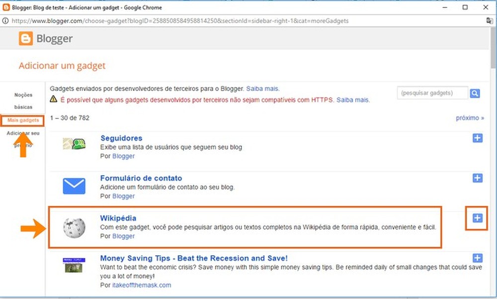 Gadgets para Blogger; o que são e como usar