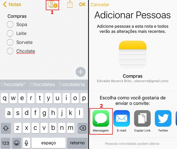 Como usar o Notas em modo de colaboração no iPhone com iOS 10