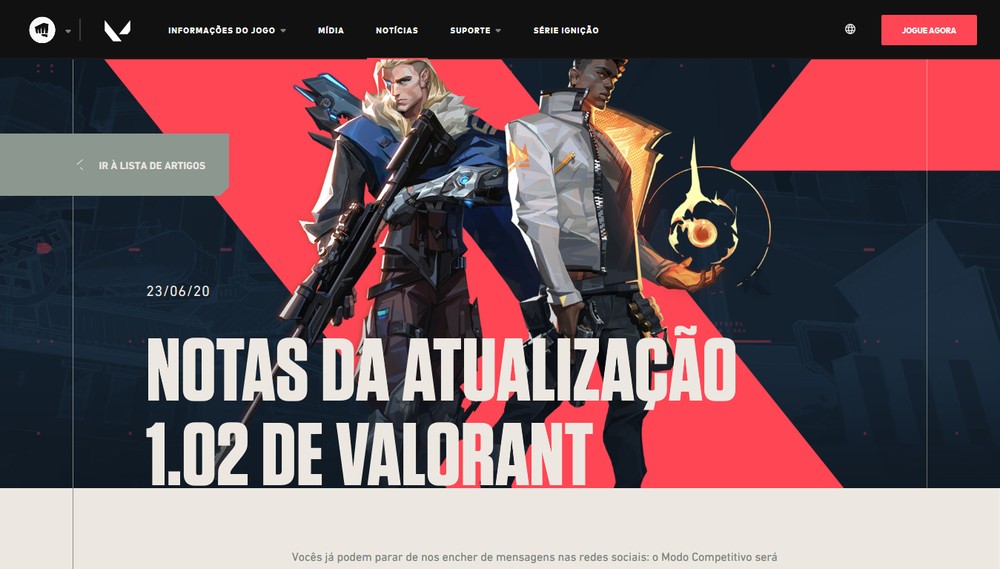 Patch notes Valorant: como acompanhar atualizações do FPS da Riot Games