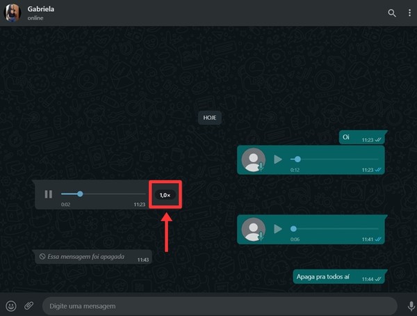 Como acelerar áudio no WhatsApp Web