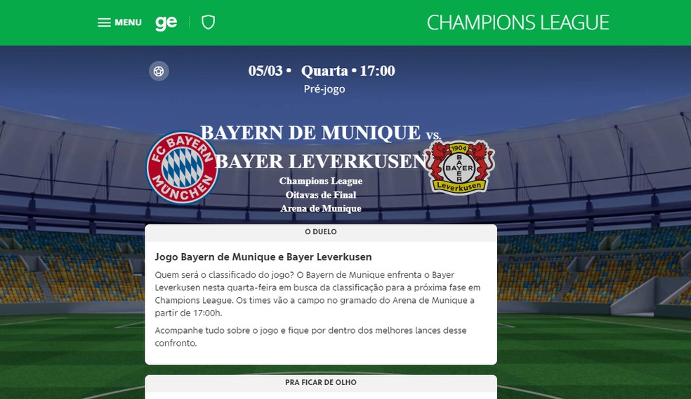 Bayern de Munique vs. Bayer Leverkusen ao vivo: como assistir ao jogo da Champions