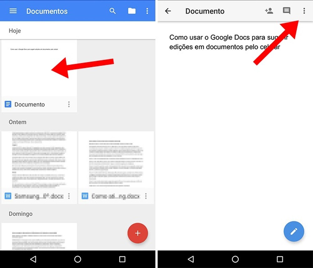 Como usar a função de sugerir edições no Google Docs pelo celular