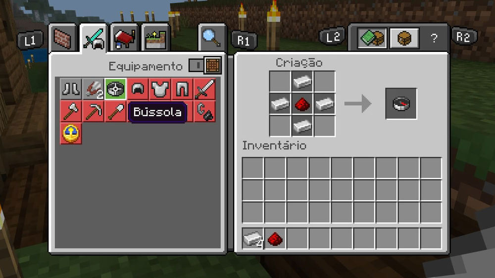 Como fazer bússola no Minecraft