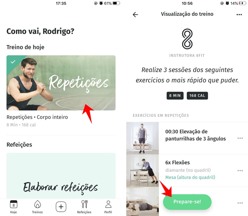 Como usar o app 8fit para fazer exercícios em casa e emagrecer