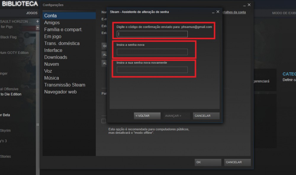 Confira como mudar a sua senha e alterar o idioma do Steam
