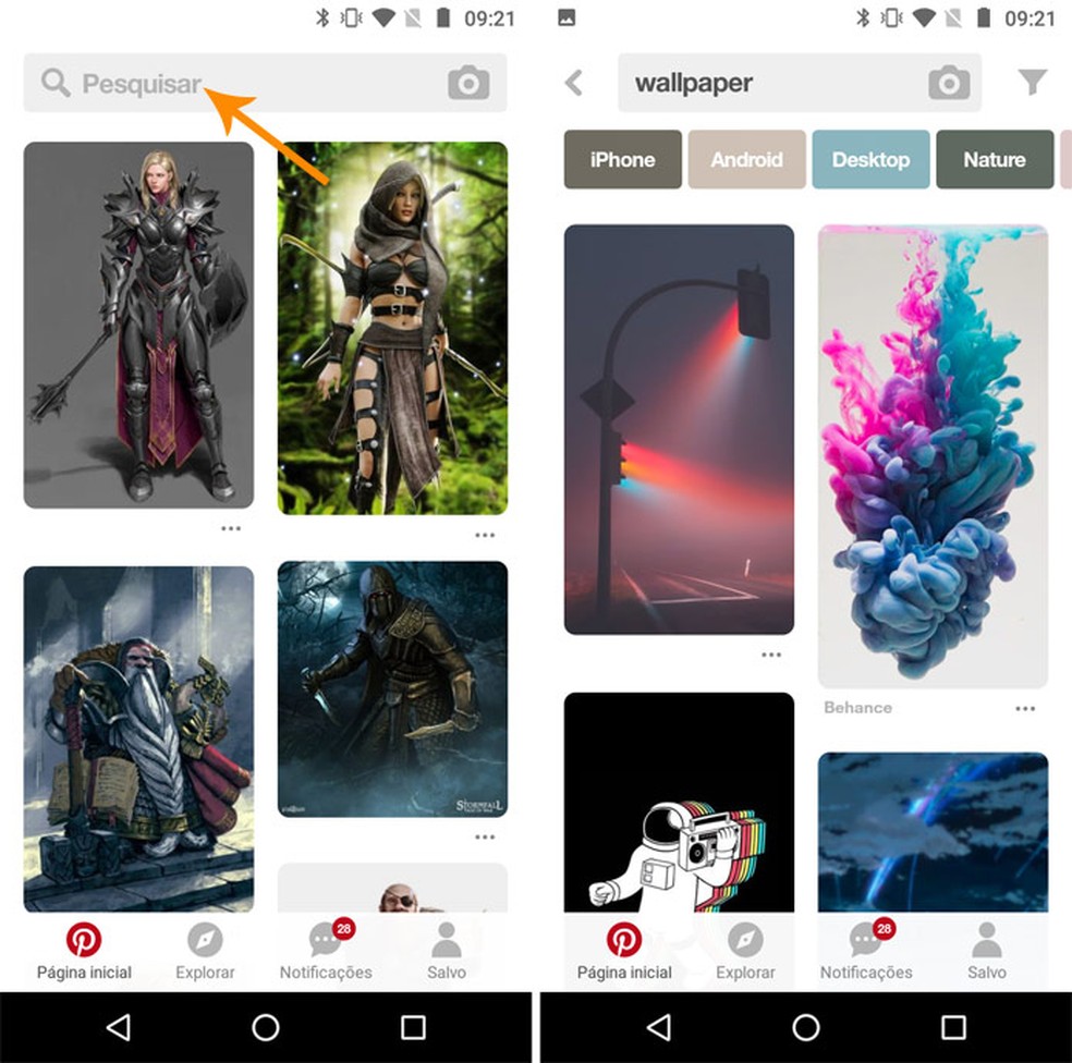 Como encontrar e baixar wallpaper para celular no Pinterest