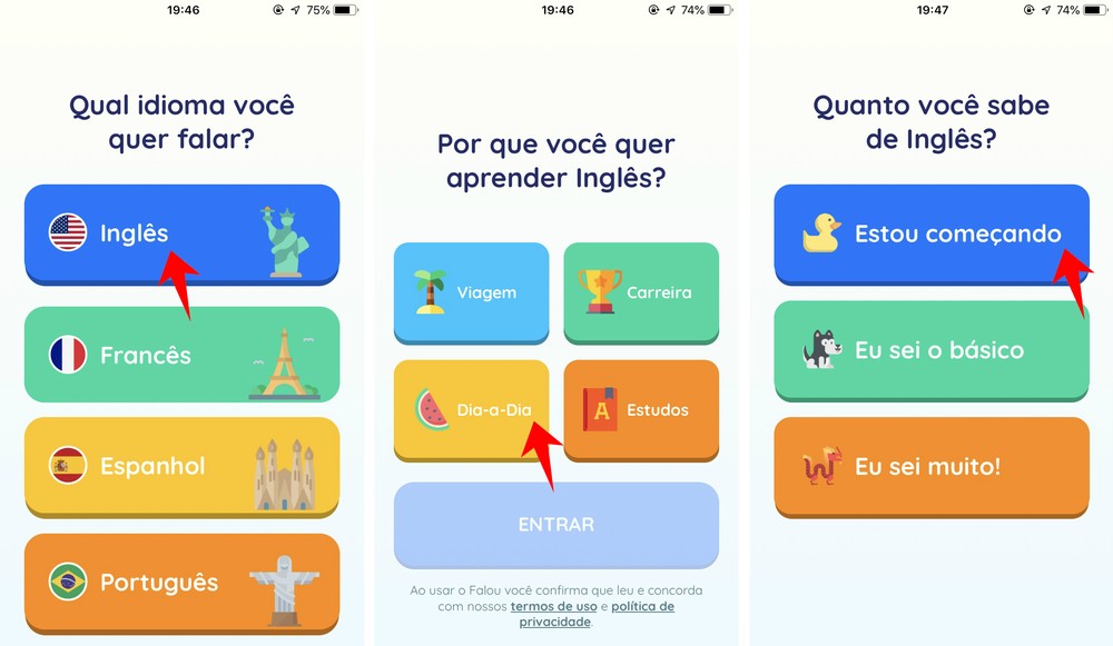 Como usar o aplicativo Falou para aprender inglês pelo celular