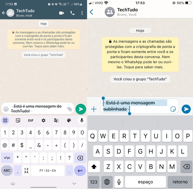 Como sublinhar no WhatsApp? Veja como riscar palavras no app