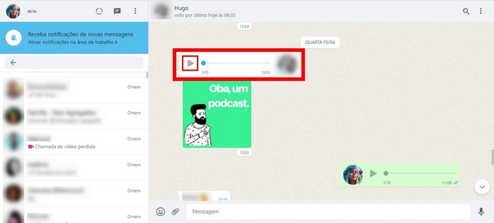 WhatsApp ganha player para áudios no computador; saiba usar