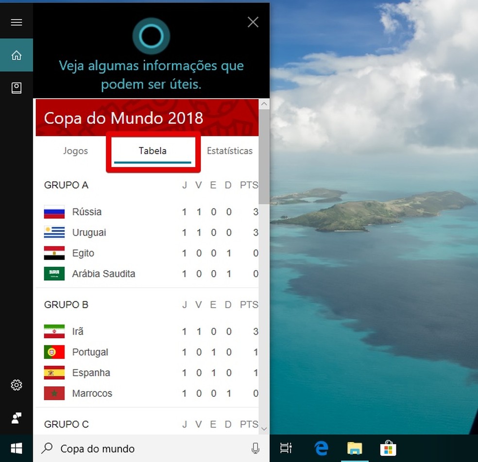 Como ver a tabela da Copa do Mundo 2018 direto no computador