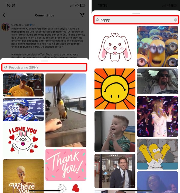 Como comentar com GIFs no Instagram