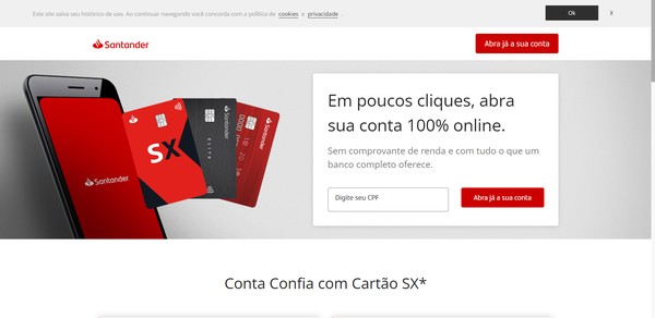 Como abrir uma conta no Santander pela Internet