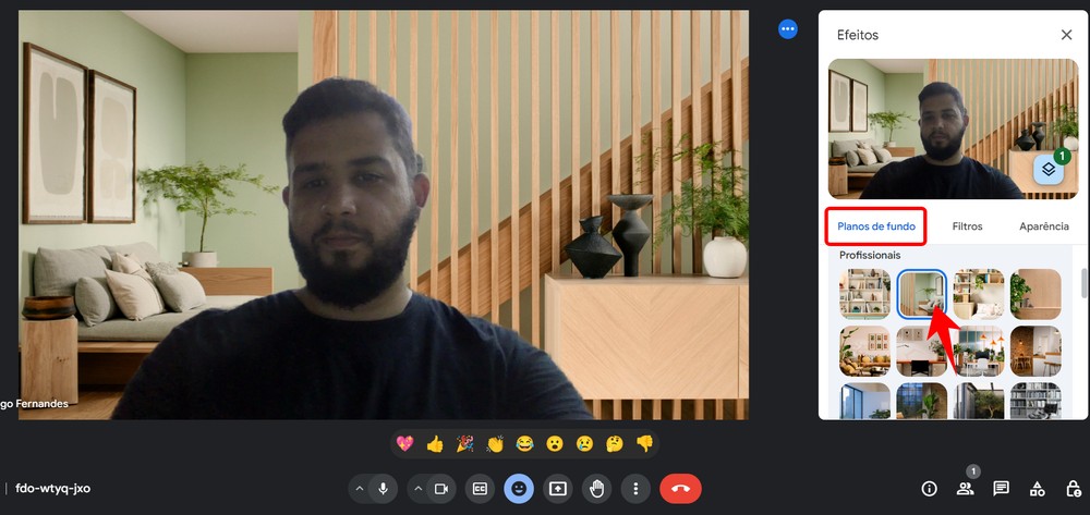 Como colocar fundo no Google Meet pelo computador