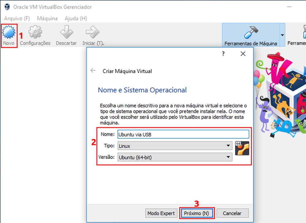 Como iniciar uma máquina virtual do VirtualBox via USB