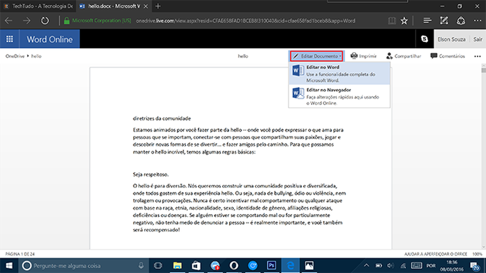 Como usar Office Online no Microsoft Edge