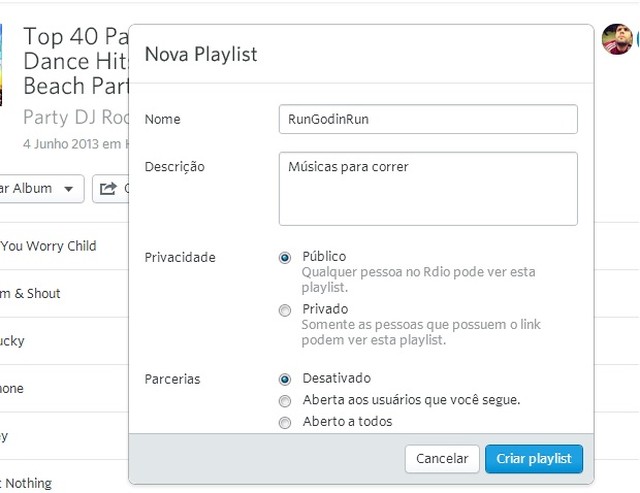 Como criar uma playlist no serviço de streaming de música do Rdio