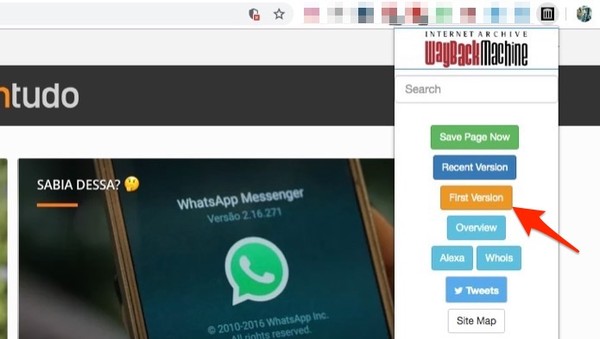Como ver a primeira versão dos sites com a extensão Wayback Machine