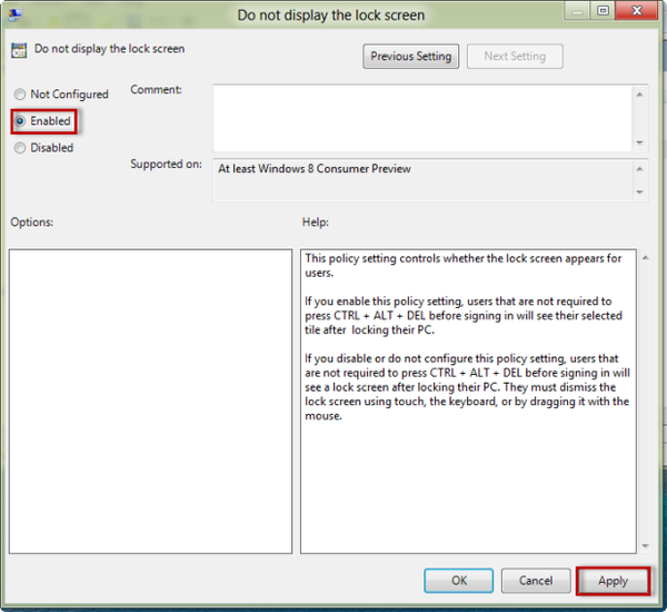 Como desabilitar a Lock Screen do Windows 8