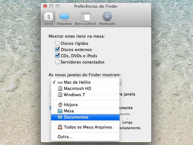 Veja como mudar a pasta padrão de novas janelas do Finder