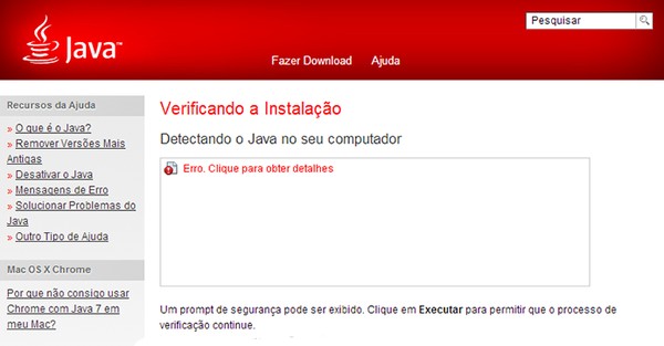 Como corrigir erro de Java no computador