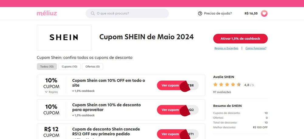 Cupom da Shein: 6 sites para conseguir descontos e baratear as compras