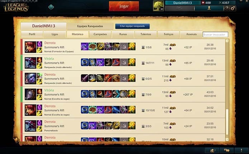 Saiba como ver seu histórico de partidas em League of Legends