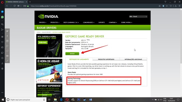 Como atualizar o driver de placas de vídeo Nvidia para Ray Tracing