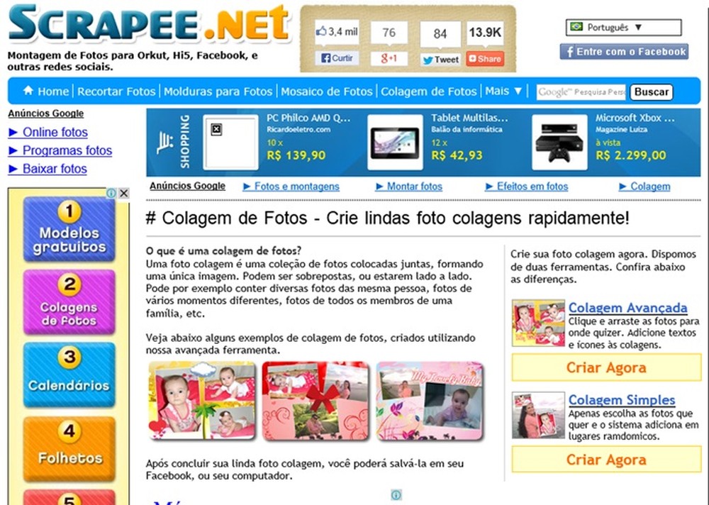 Como fazer montagens e editar fotos online no Scrapee.net; veja dicas