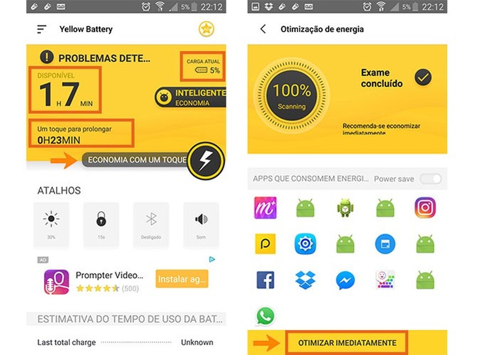 Bateria no fim? App Yellow Battery prolonga uso do celular Android