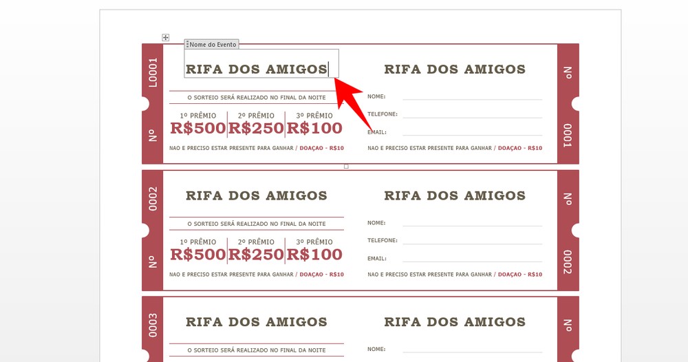 Como fazer rifa no Word
